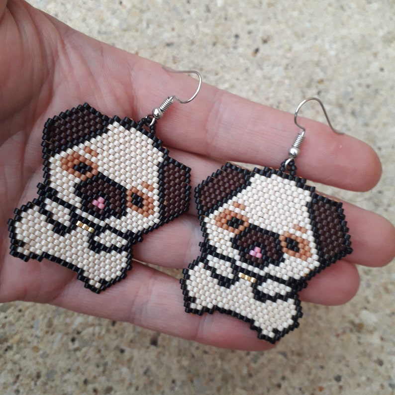Pug PDF Pattern Pug Earrings Brick Stitch PDF Schema for - Etsy