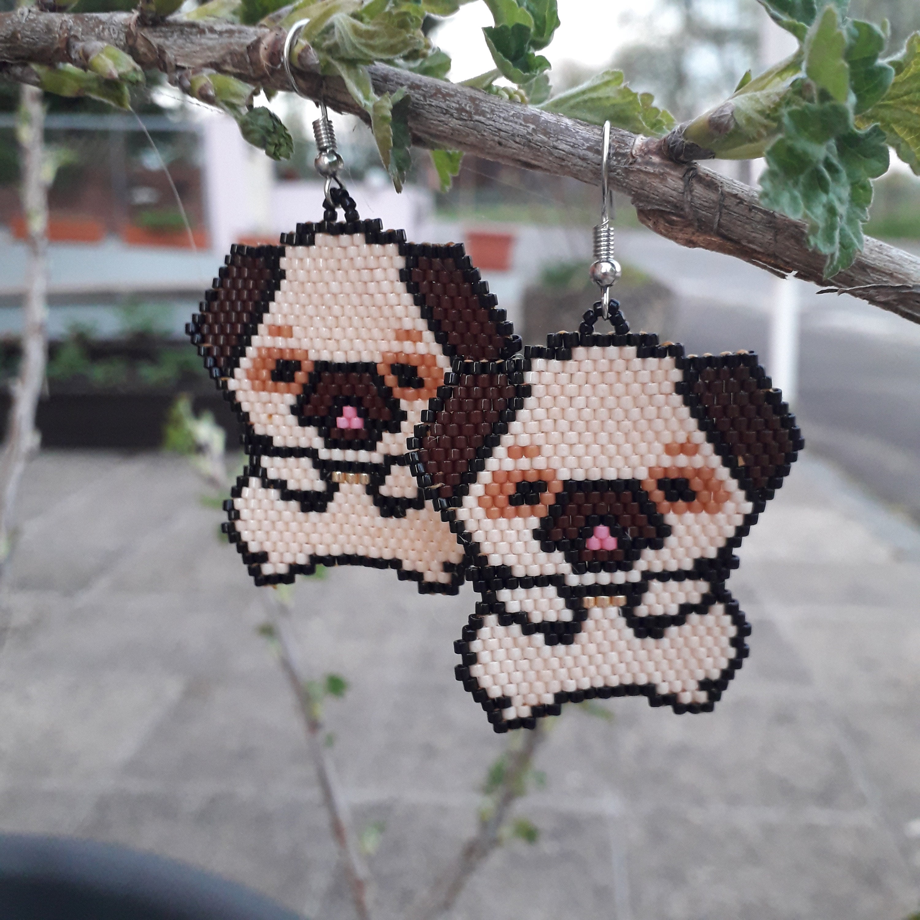 Pug PDF Pattern, Pug Earrings, Brick Stitch PDF Schema for Earrings ...