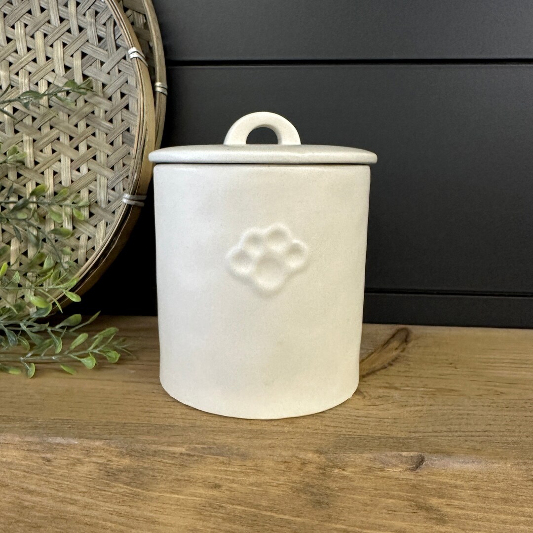 Neutral Stoneware Pet Treat Canister for Cats and Dogs - Etsy