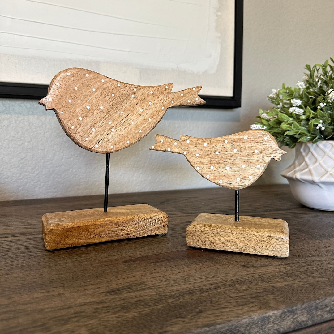 Modern Farmhouse Decorative Wood Bird Duo Pair, Spring Decor - Etsy