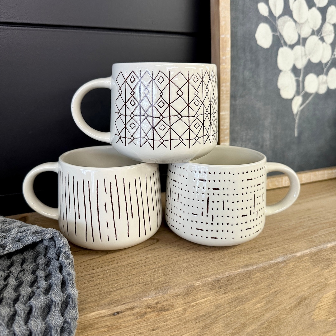 Modern Boho Ceramic Pattern Coffee Mug - Etsy
