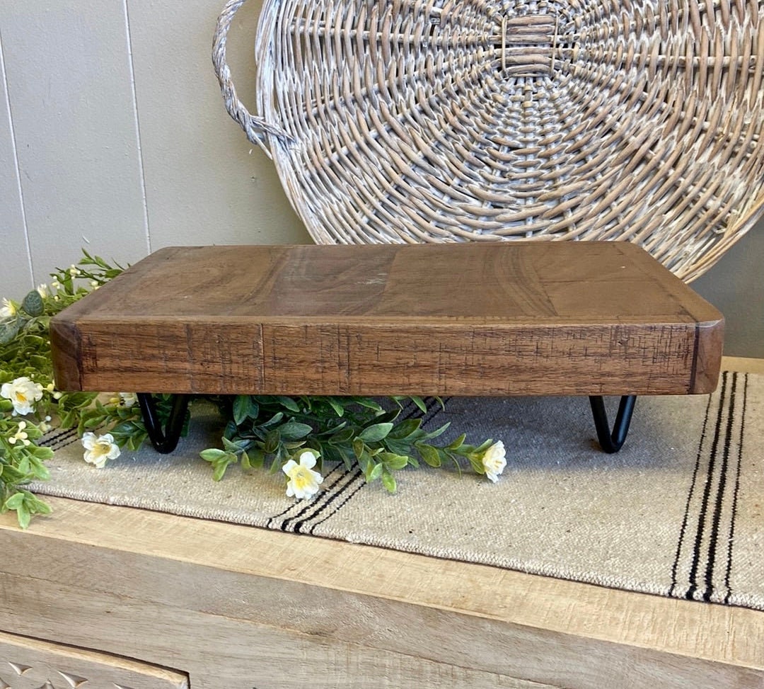 Wood Plant Stand, Elevated Pedestal Decor, Modern Farmhouse Table Riser ...