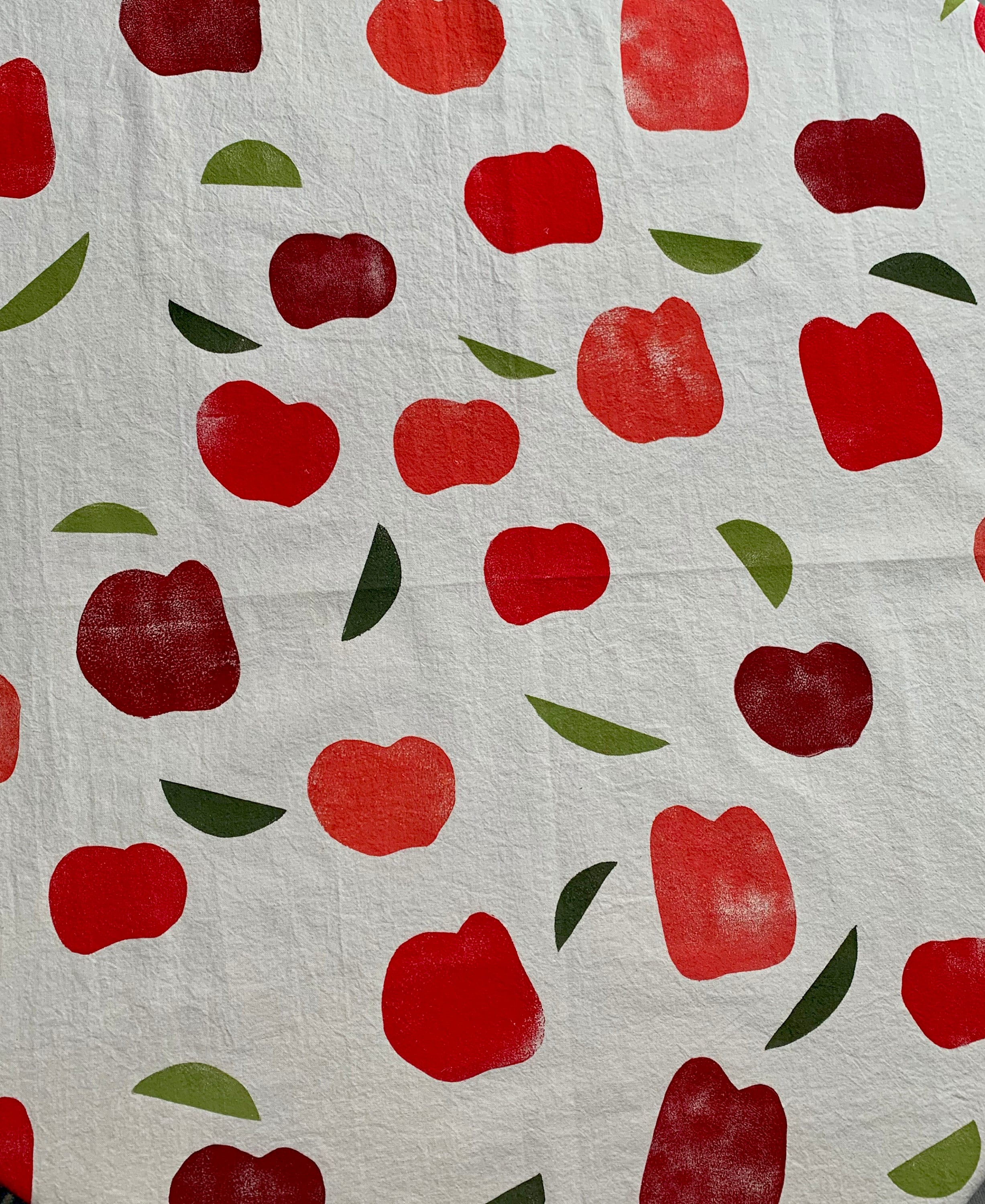 Apple Pattern Block Printed Tea Towel Large Hand Printed Cotton Kitchen ...