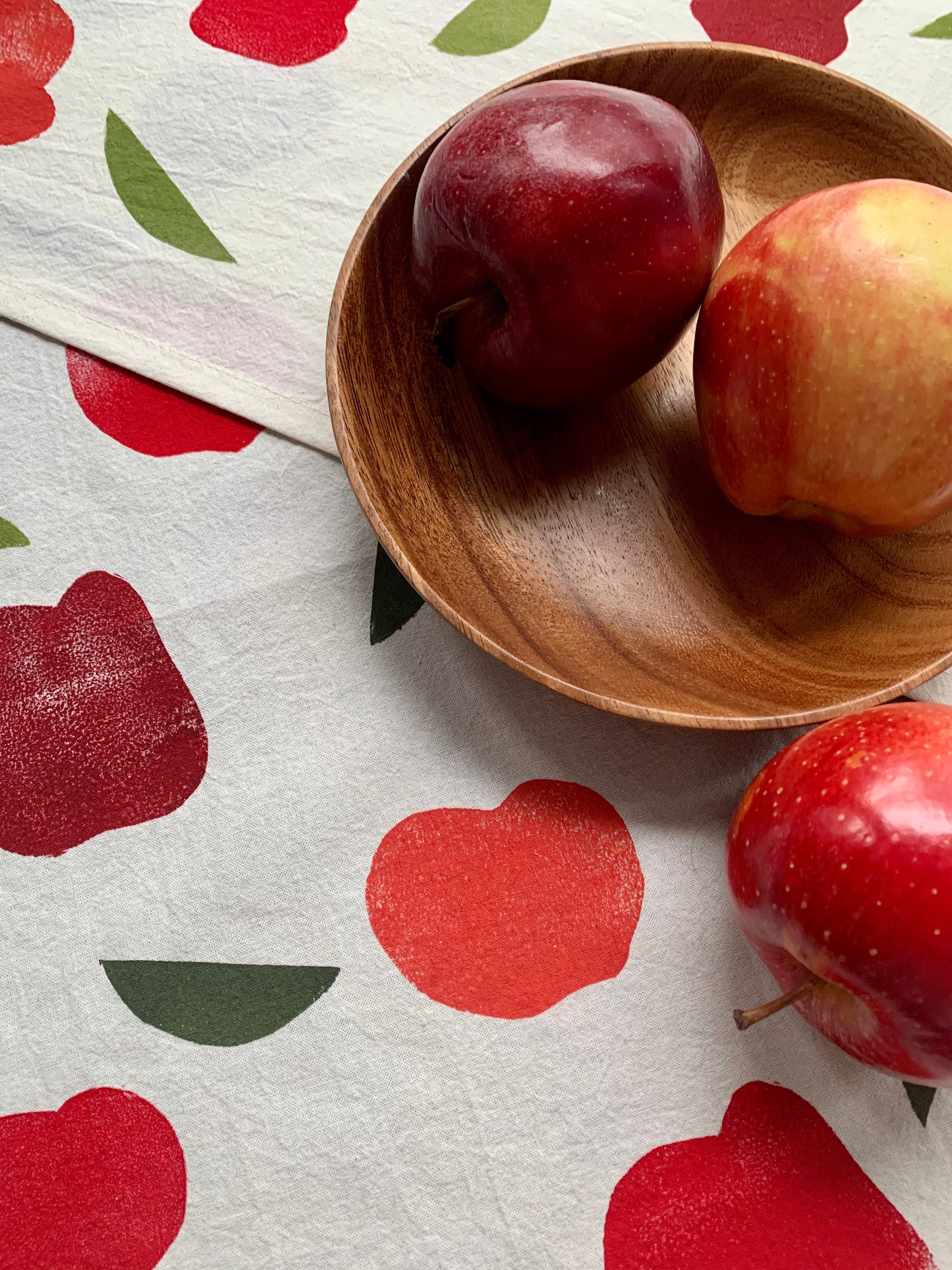 Apple Pattern Block Printed Tea Towel Large Hand Printed Cotton Kitchen ...