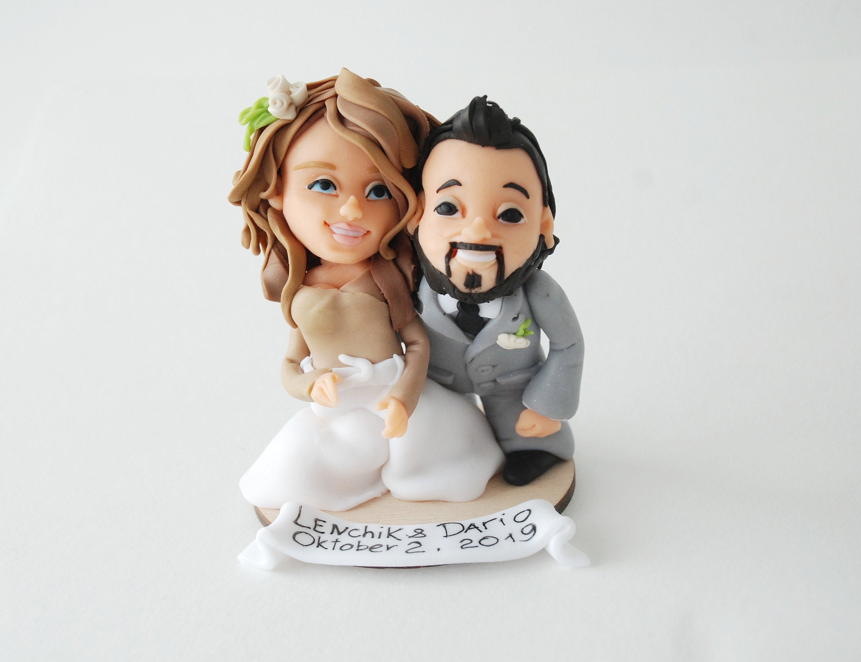 Funny wedding cake topper Realistic bride and groom figurines | Etsy