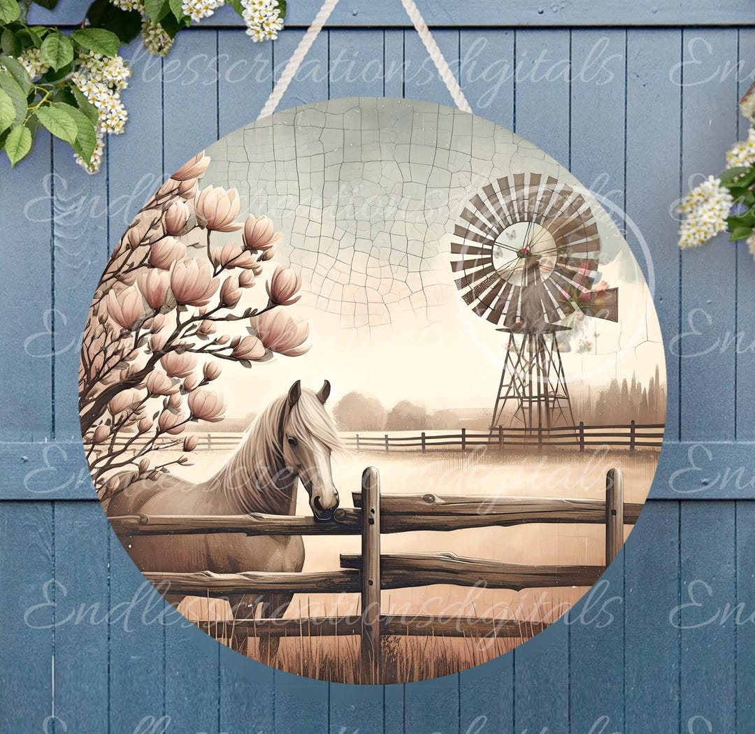 MAGNOLIA HORSE WINDMILL Round - Etsy