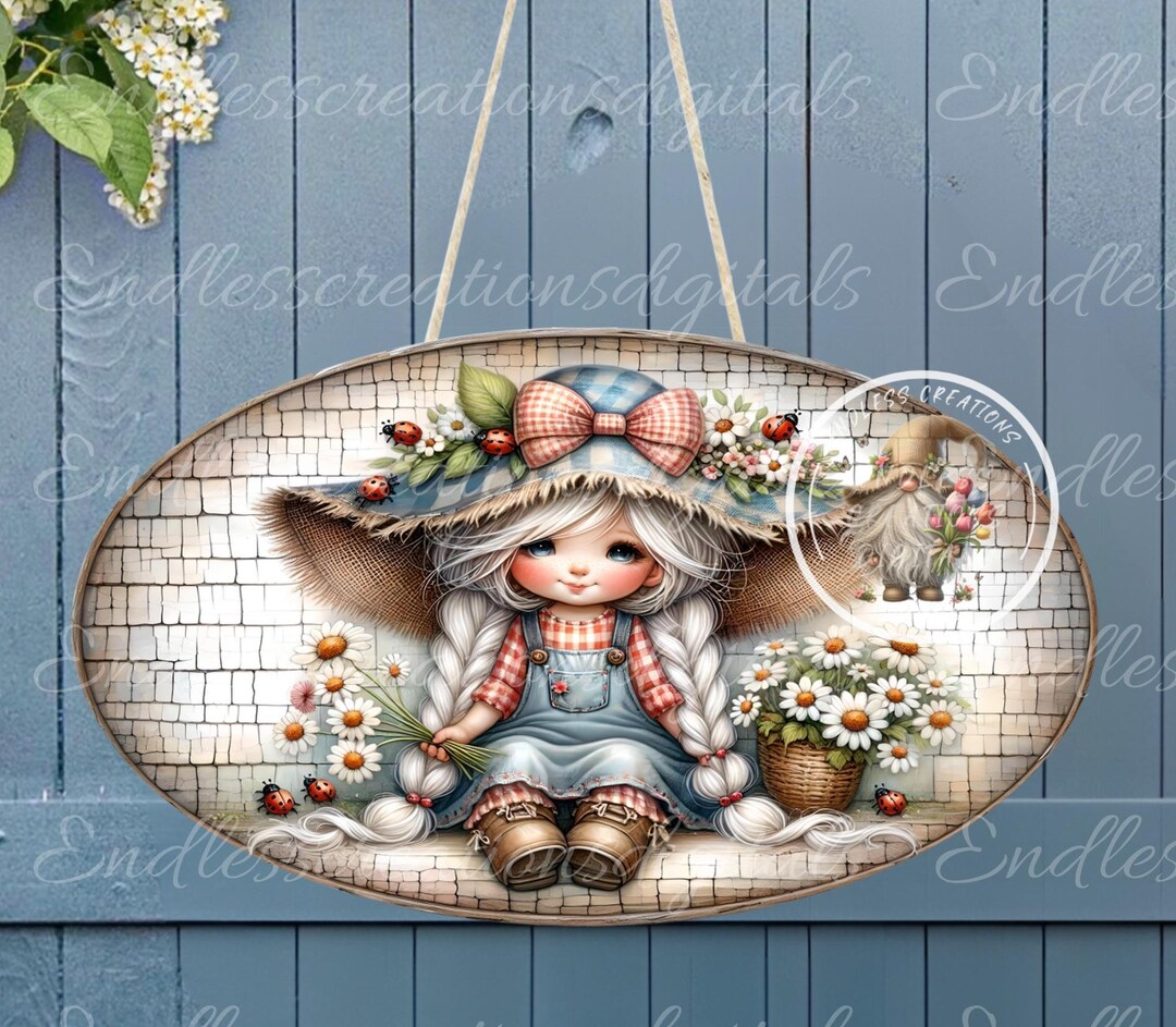 DAISY LADYBUG GIRL Oval - Etsy