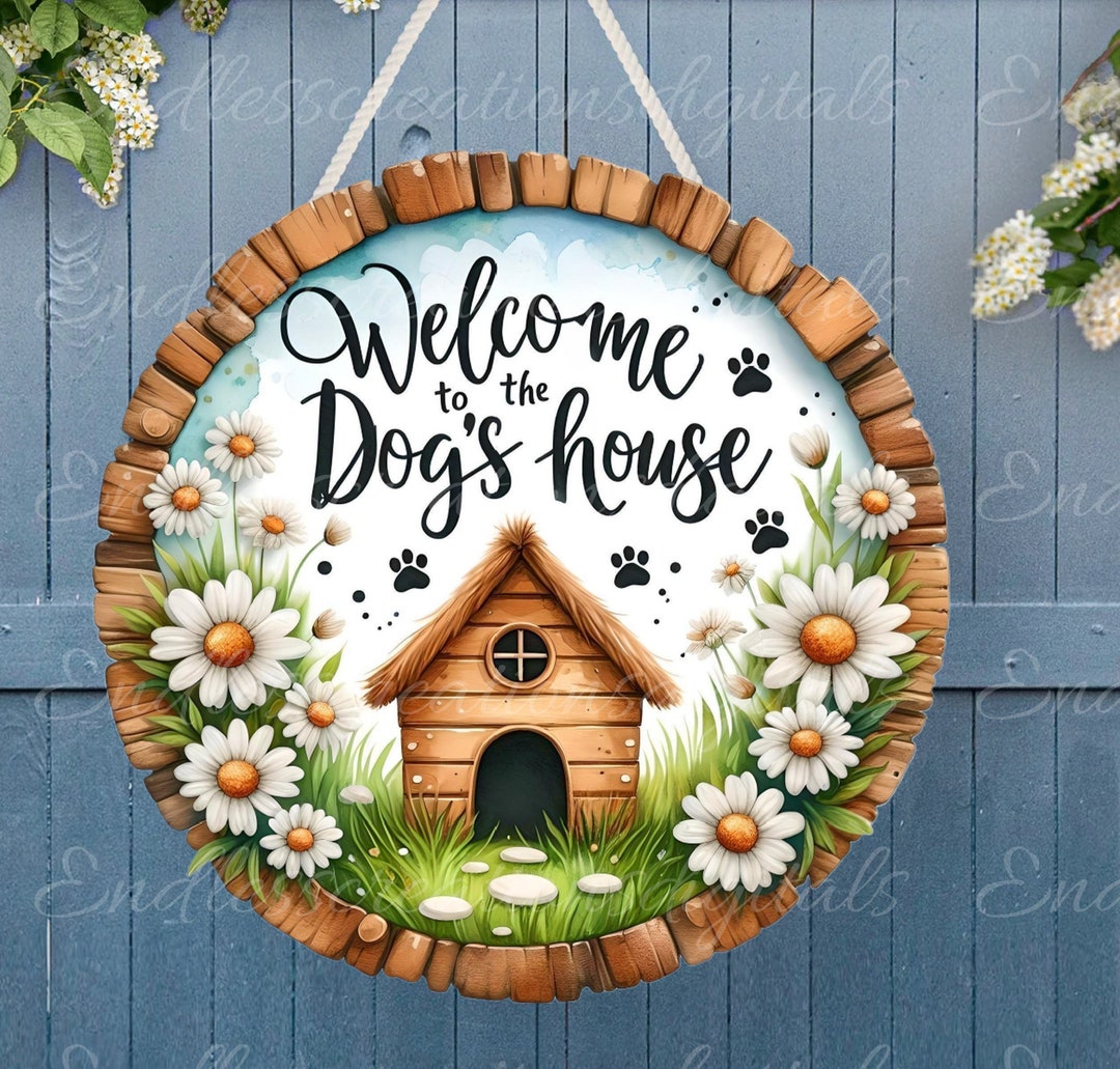 DOG HOUSE DOOR Hanger, Wreath Sign, Round Cutting Board Png, for ...