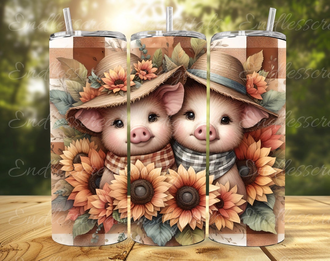 SUNFLOWER BABY PIGS Tumbler Sublimation Design for 20 Oz Tumbler, High ...