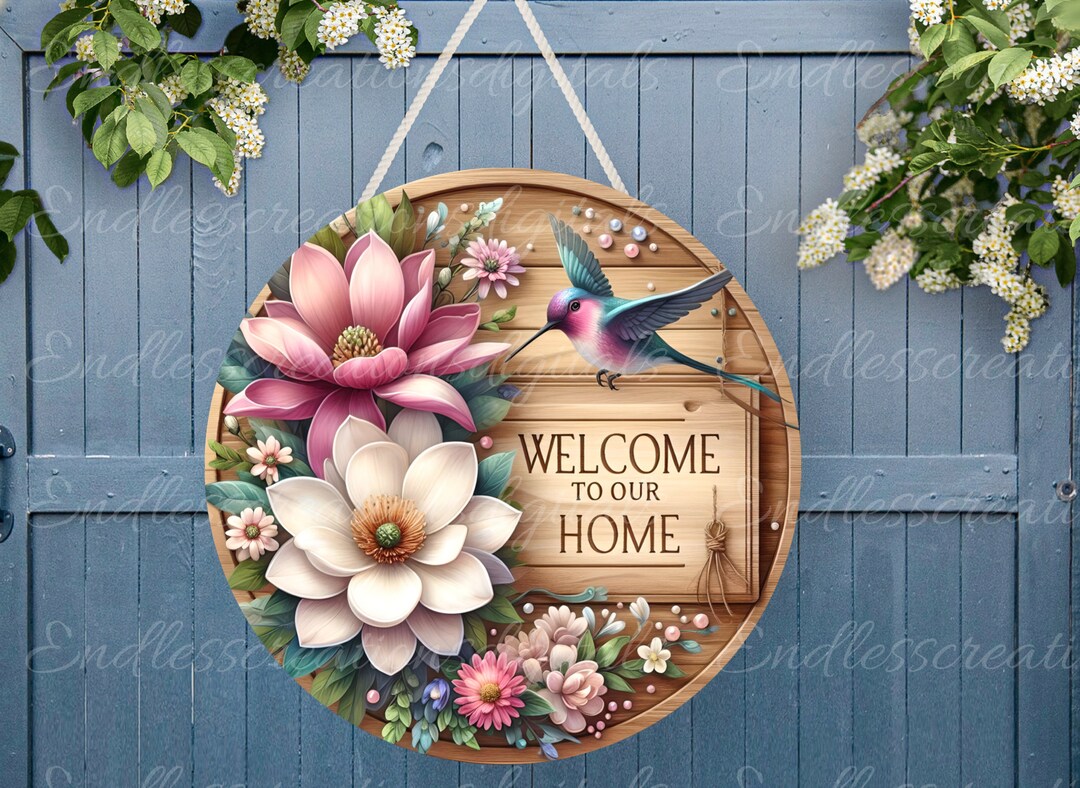 WELCOME MAGNOLIA DOOR Hanger, Wreath Sign Png, for Sublimation High ...