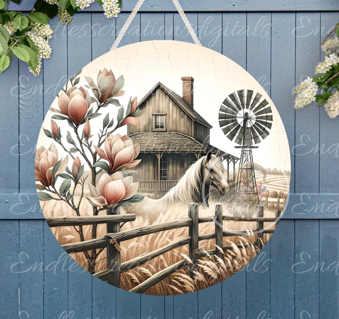MAGNOLIA HORSE WINDMILL Round - Etsy