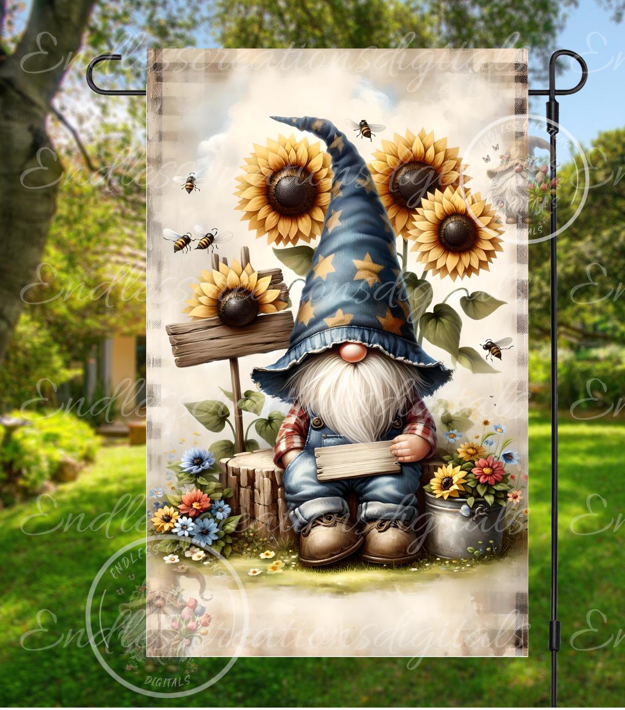 FLORAL WELCOME GNOME Garden Flag - Etsy