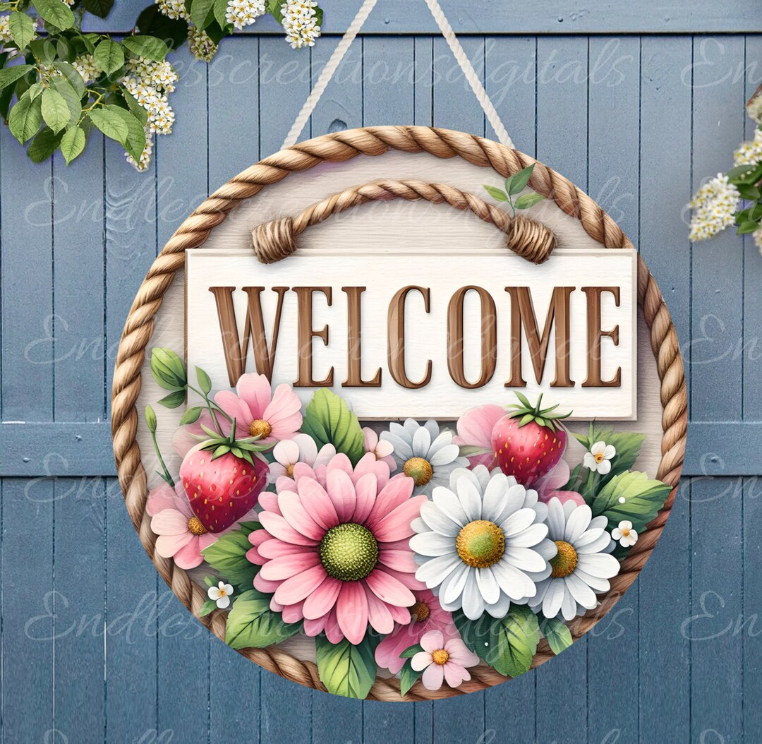 WELCOME DOOR HANGER, Wreath Sign Png, for Sublimation High Resolution ...