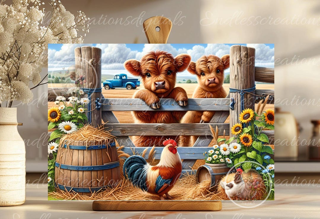 HIGHLAND COW/ROOSTER Cutting Board - Etsy