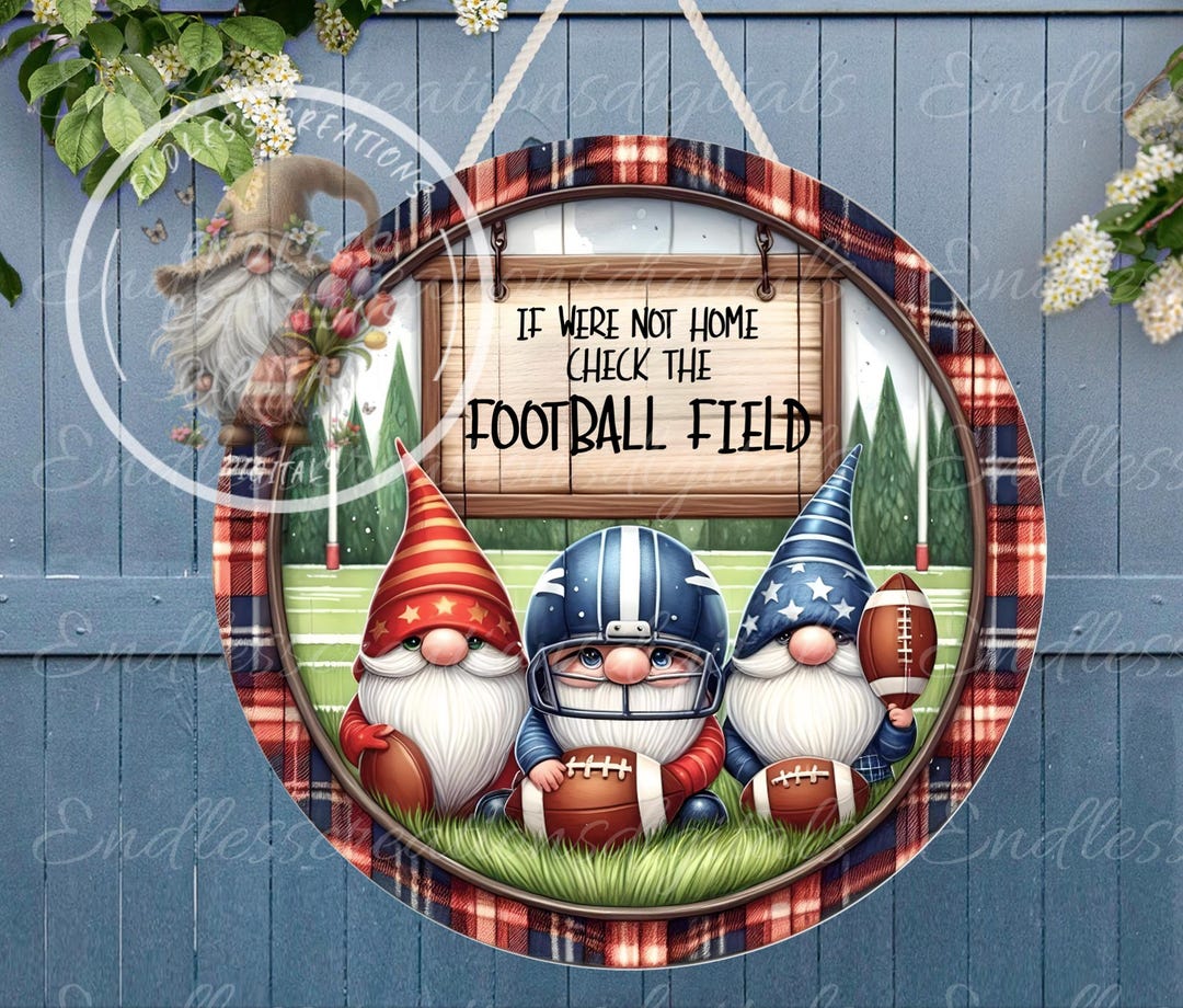 FOOTBALL GNOMES DOOR Hanger, Wreath Sign, Png, 300DPI High Resolution ...