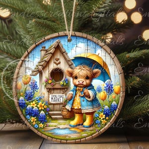 SPRING HIGHLAND COW Wreath Sign, Door Hanger, Wind Spinners, Slate for ...