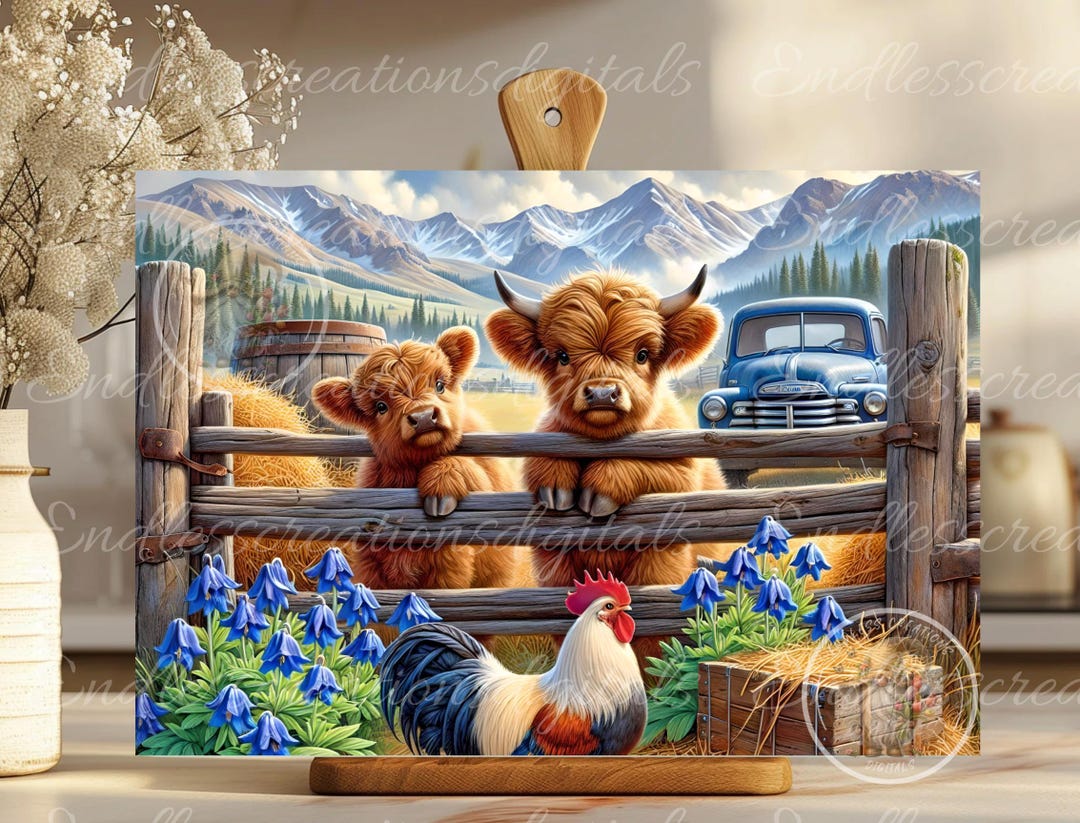 HIGHLAND COW/ROOSTER Cutting Board - Etsy