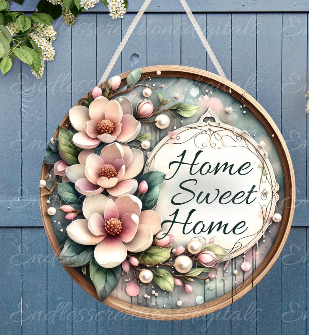 WELCOME MAGNOLIA DOOR Hanger, Wreath Sign Png, for Sublimation High ...