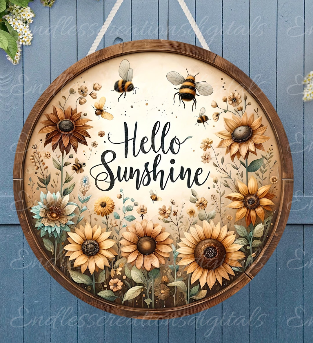 HELLO SUNSHINE DOOR Hanger, Wreath Sign, Png, for Sublimation High ...
