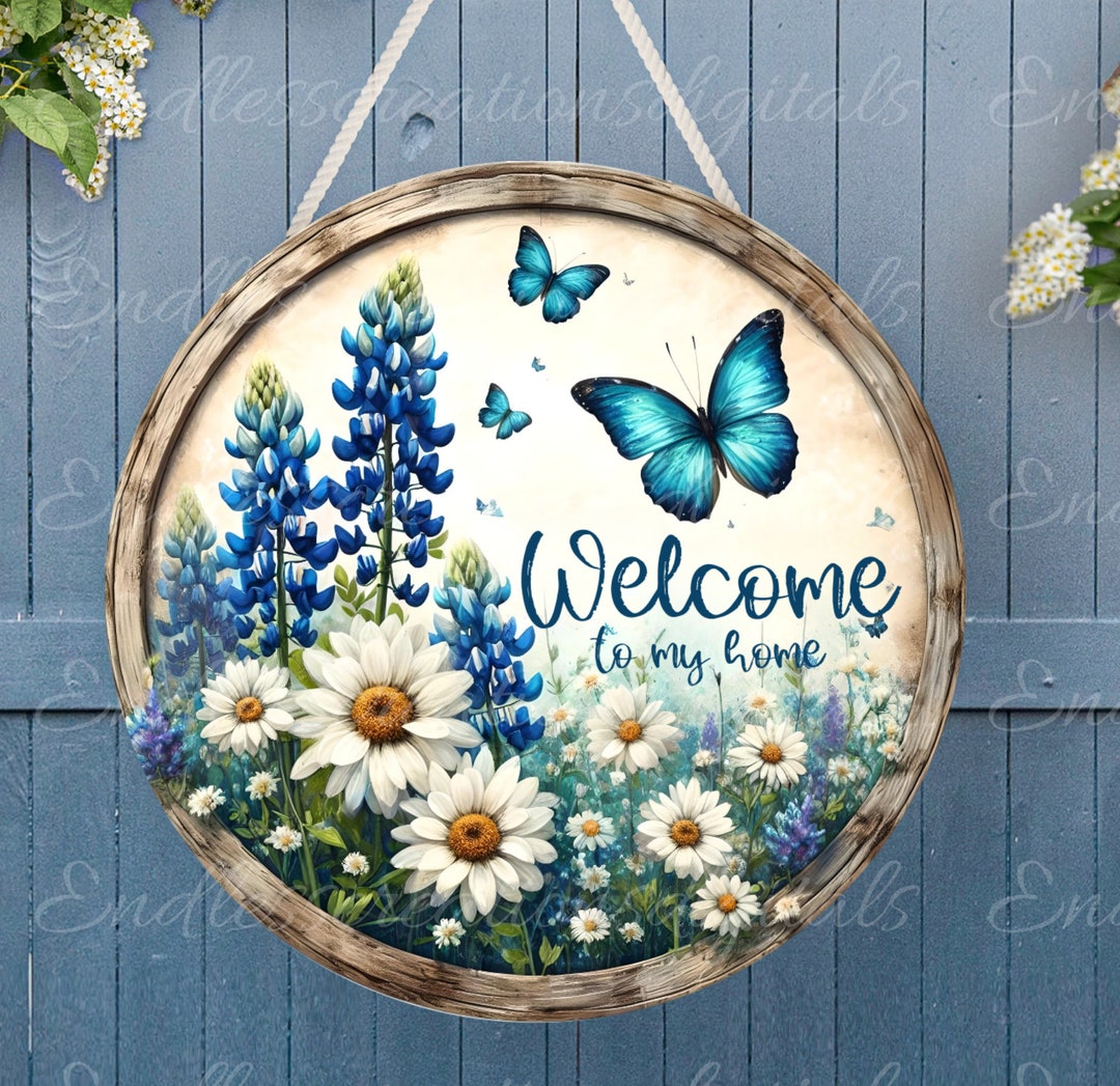 Floral Butterfly Welcome Sign, Sublimation Design (PNG) - Etsy