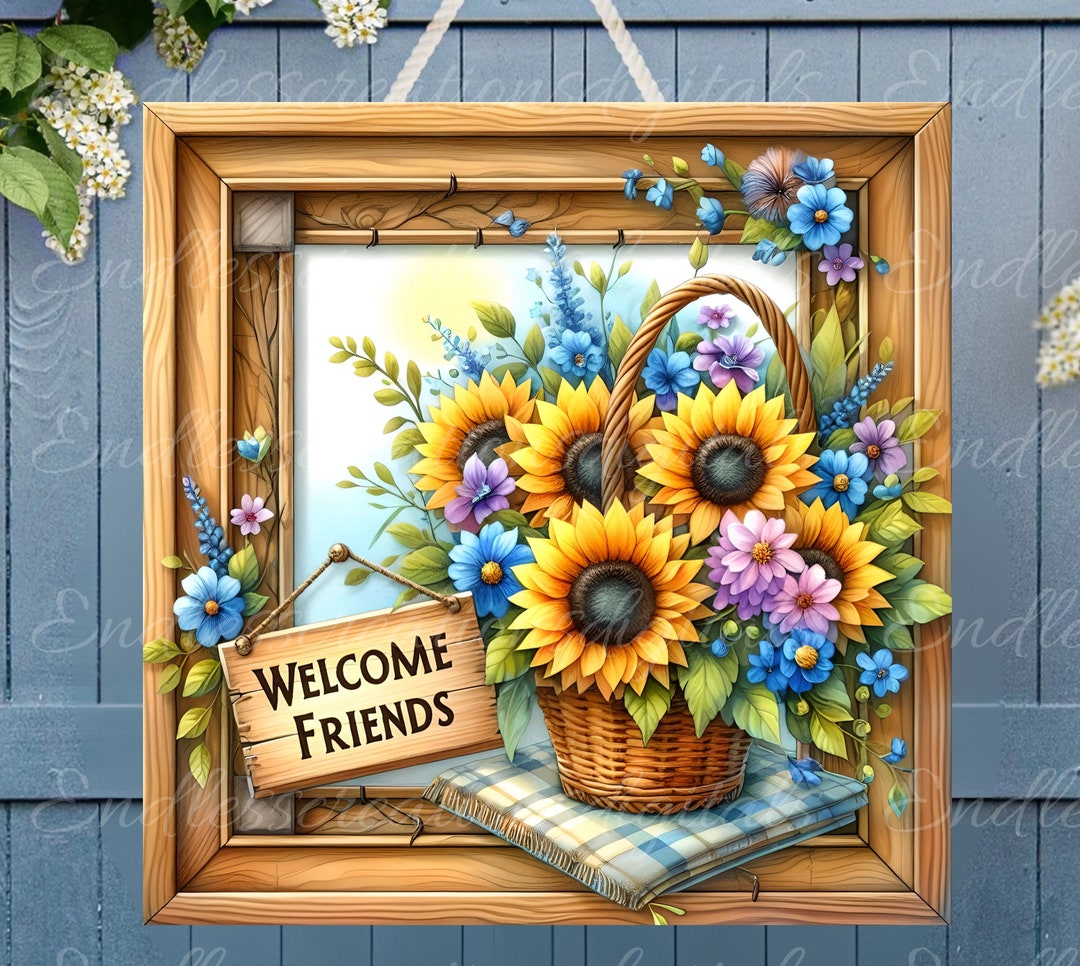 WELCOME SQUARE DOOR Hanger, Wreath Sign, Square Cutting Board Png, for ...