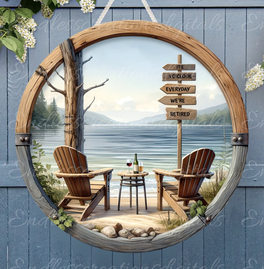 LAKE LIFE RETIRED Door Hanger, Wreath Sign Png, for Sublimation High ...