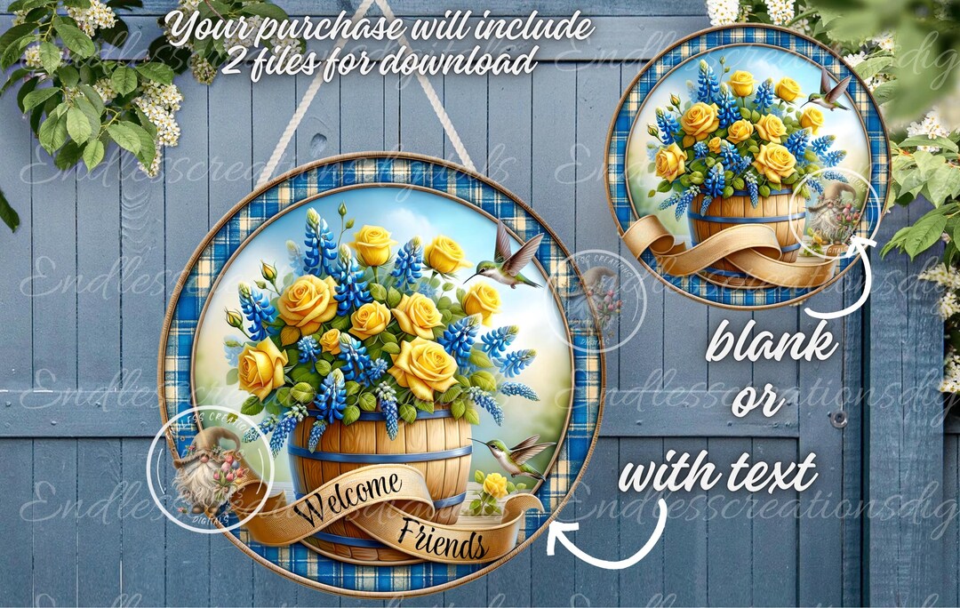 WELCOME FRIENDS BLUEBONNETS Yellow Roses - Etsy