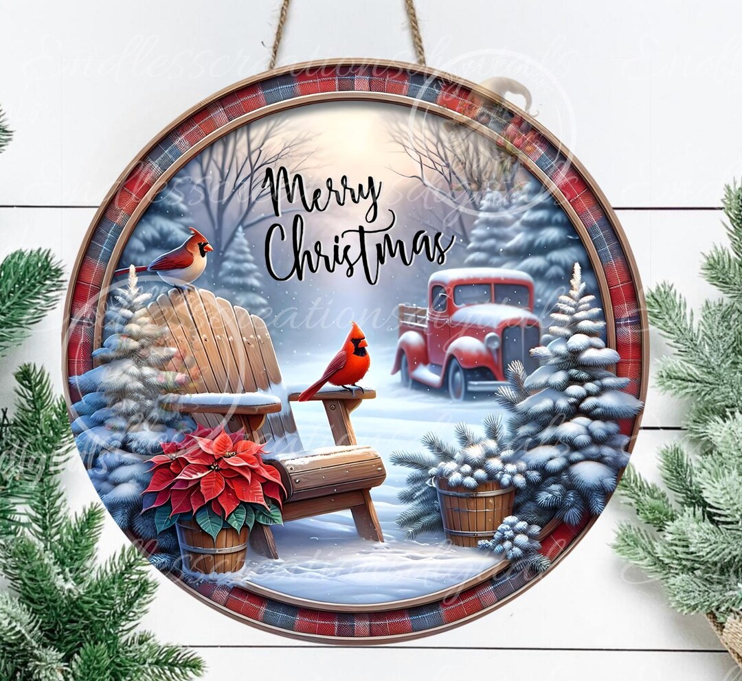 WINTER WISHES CARDINALS and Red Truck - Etsy