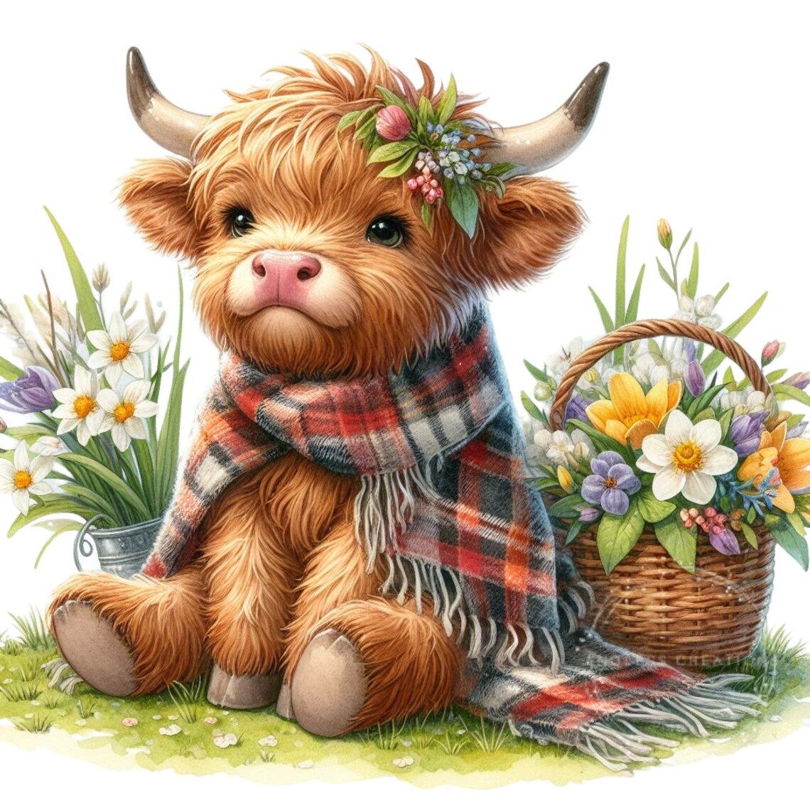 Spring Highland Cow - Etsy