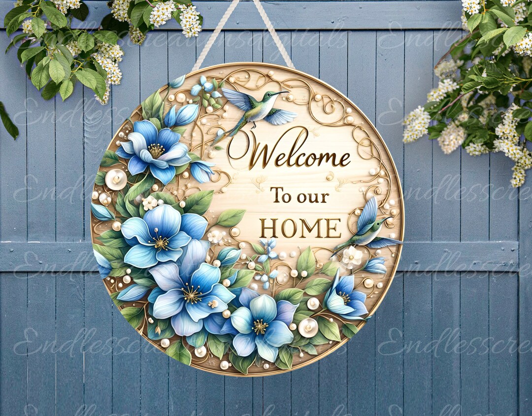 WELCOME BLUEBONNET DOOR Hanger, Wreath Sign Png, for Sublimation High ...