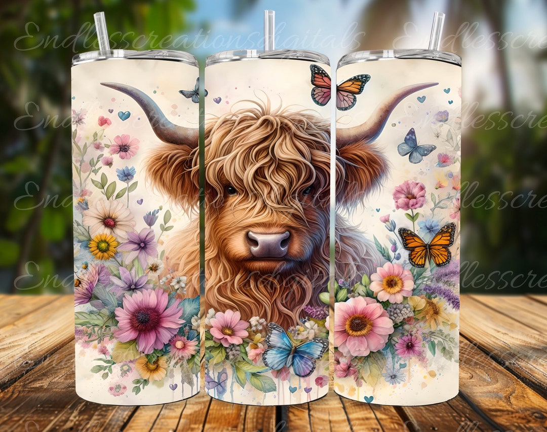 HIGHLAND COW TUMBLER Sublimation Design for 20 Oz Tumbler, High Quality ...