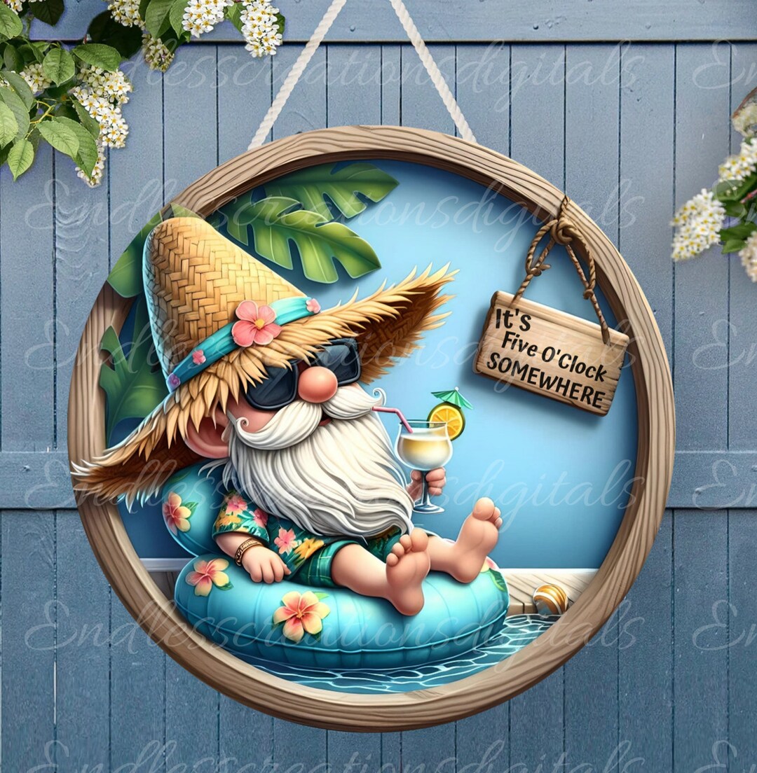 POOL GNOME SUBLIMATION Door Hanger, Wreath Sign Png, for Sublimation ...