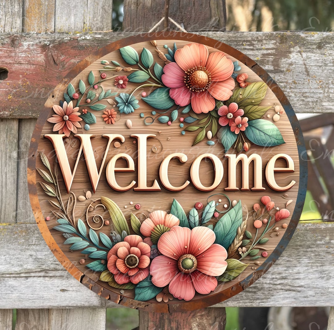 WELCOME SUBLIMATION ROUND Wreath Sign - Etsy