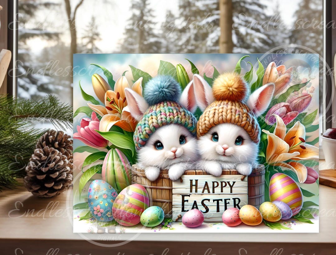 HAPPY EASTER BUNNIES Digital Download Only, Can Be Sized for Slates ...