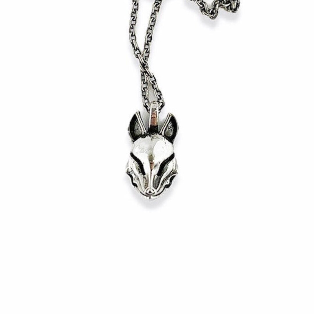 Kitsune Necklace Fox Silver Sterling 925 Pendant Handmade Anime - Etsy