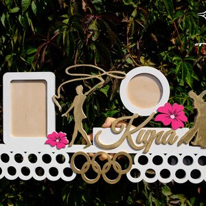 Gymnastics Medal Holder With Photo Frames Personalized Medal Hanger - Etsy