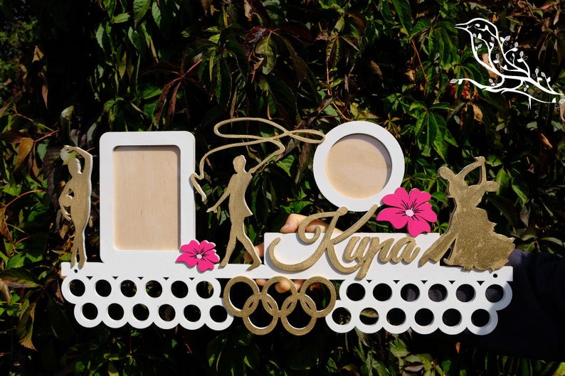 Gymnastics Medal Holder With Photo Frames Personalized Medal Hanger - Etsy