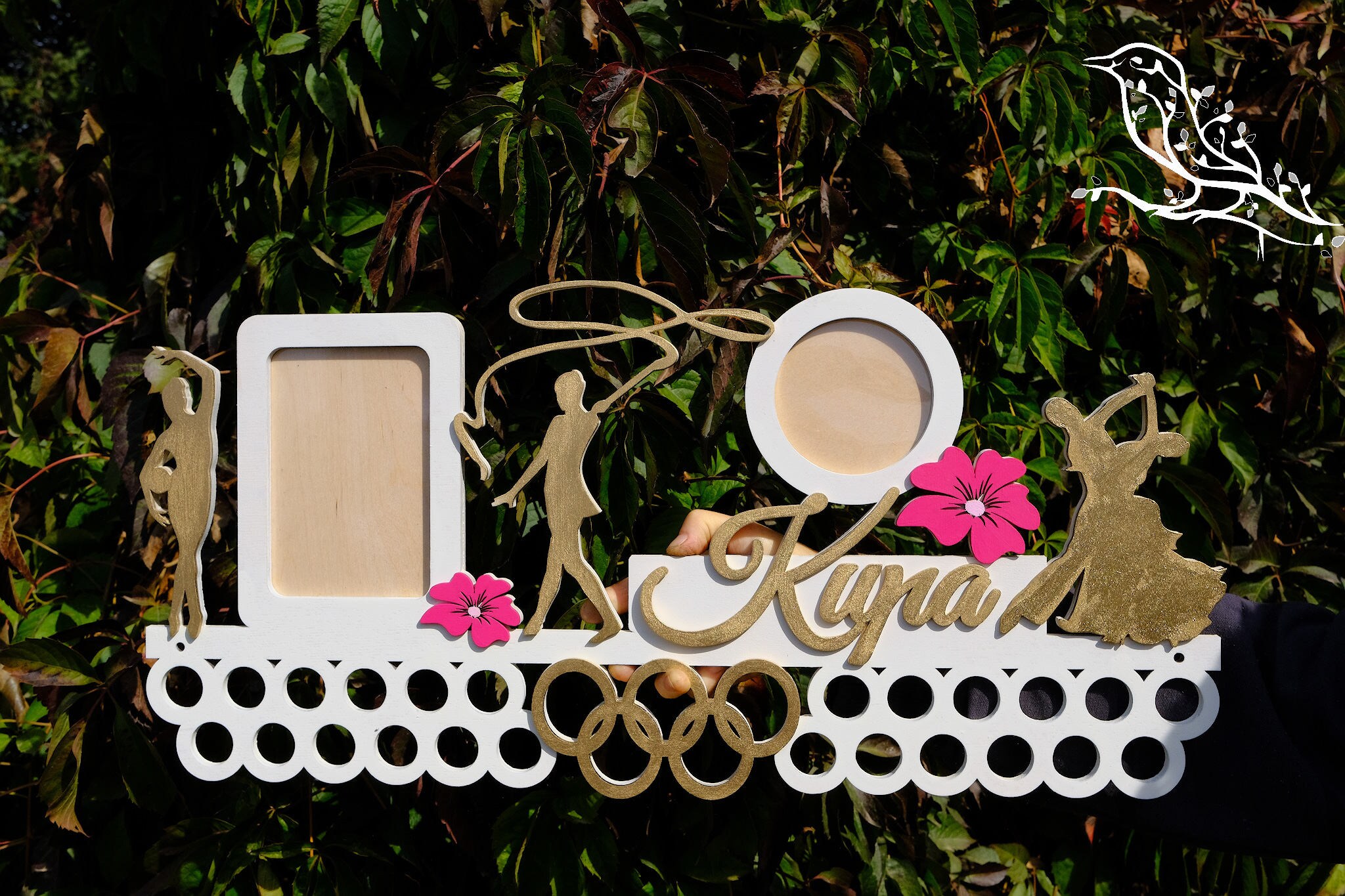 Gymnastics Medal Holder With Photo Frames Personalized Medal Hanger - Etsy