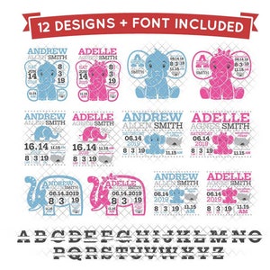 Editable Elephant Birth Announcement Template, Birth Stats Svg, Baby ...