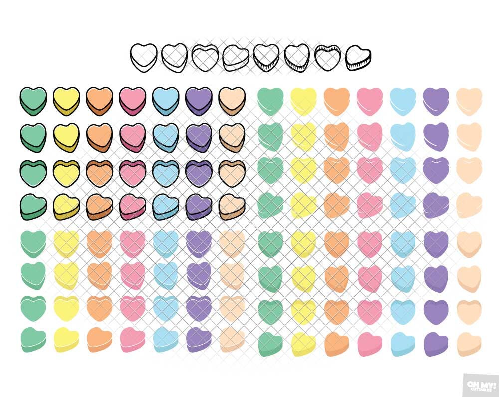 Conversation Hearts SVG Template Clipart Valentine Svg Dxf Eps - Etsy