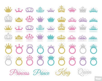 Crown King Princess Frame Monogram Cuttable Design SVG PNG DXF - Etsy