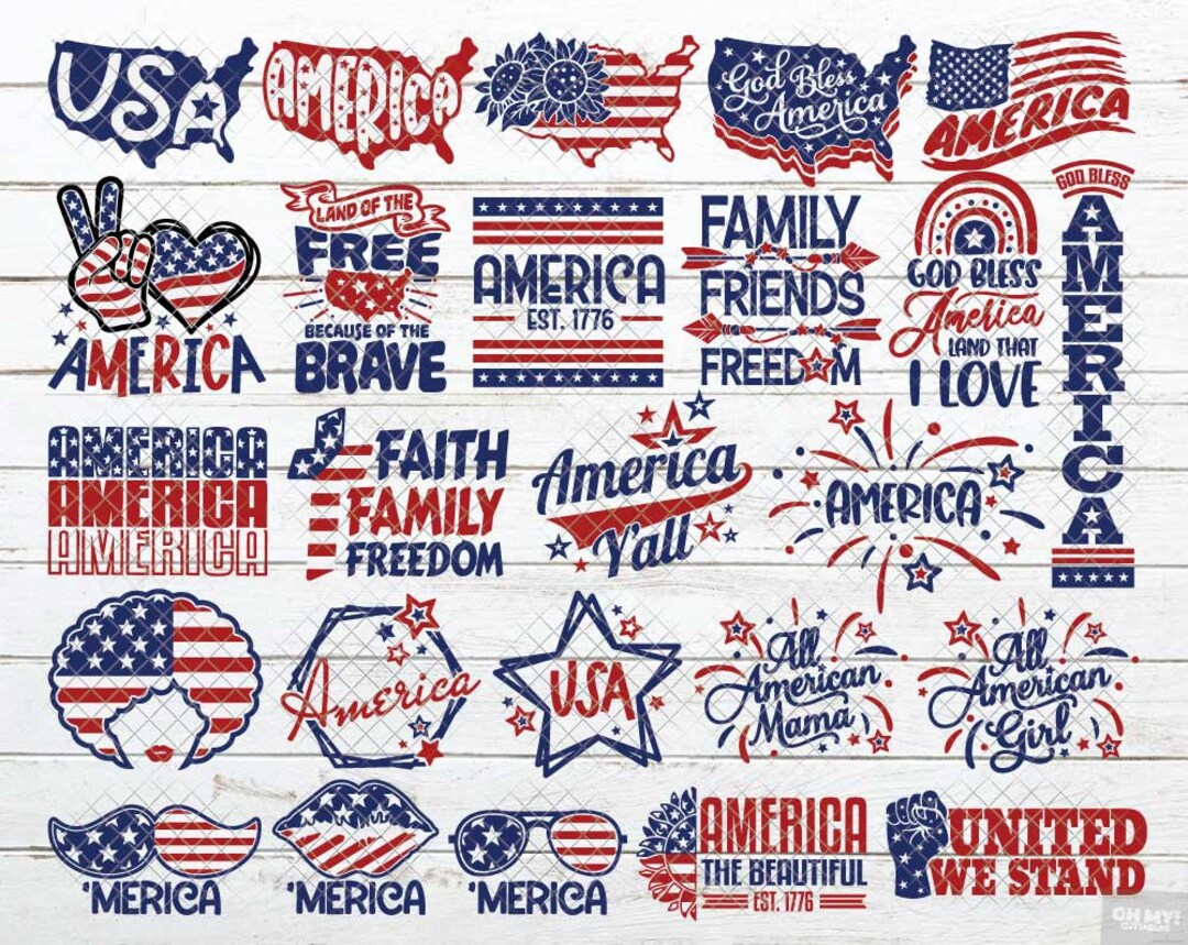 America SVG & Sublimation Bundle Cut Files Vector Clipart With Dxf Eps ...