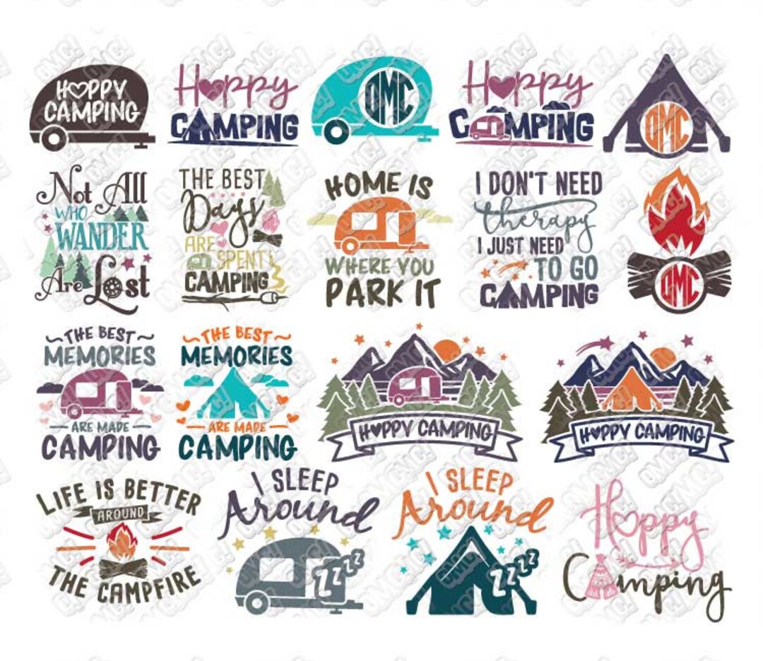 Camper SVG Bundle Camping Caravan Travel Adventure Monogram Svg Dxf Eps ...