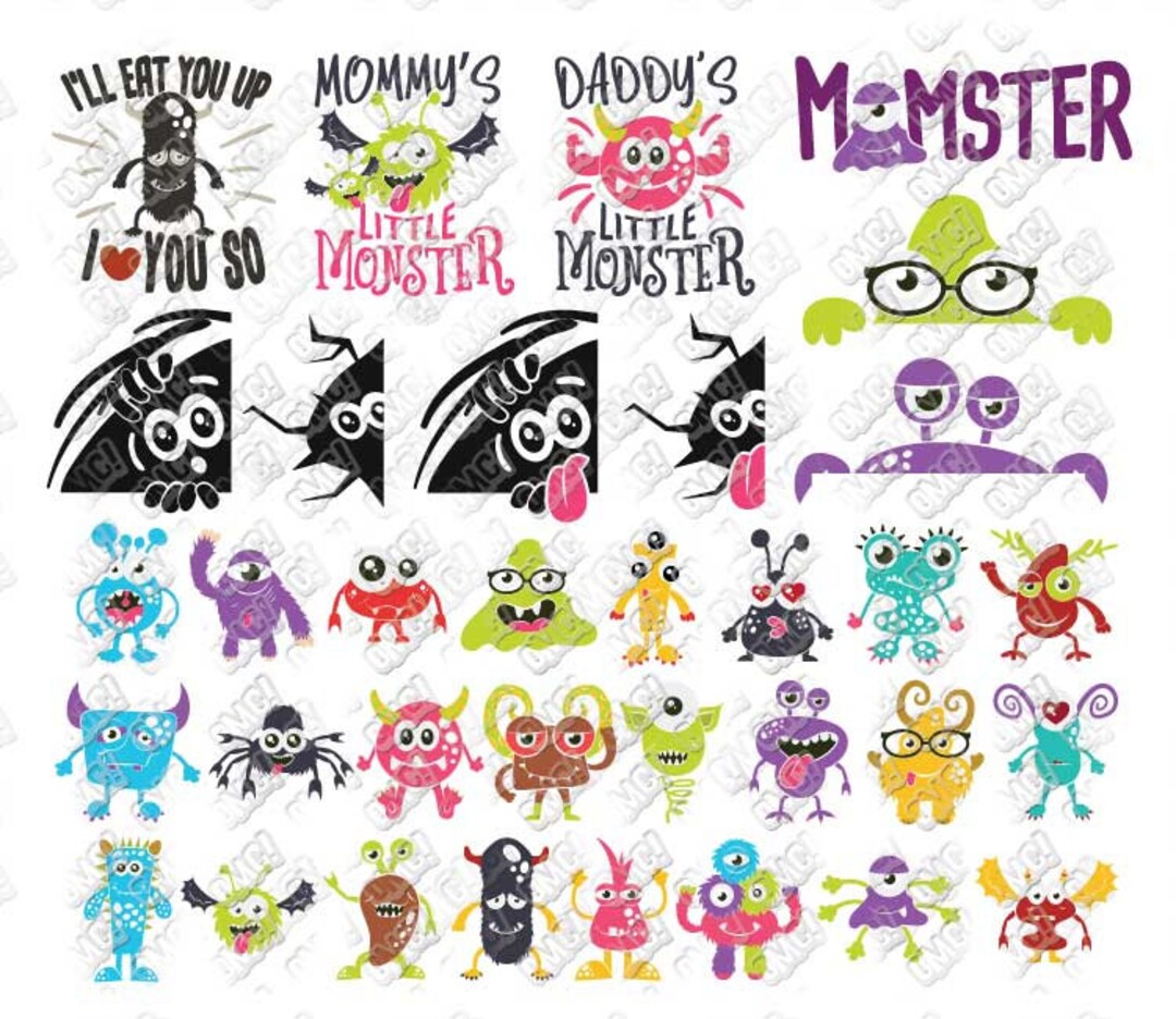 Monster SVG Bundle Halloween Cute Silly Baby Little Svg Dxf Eps Jpeg ...