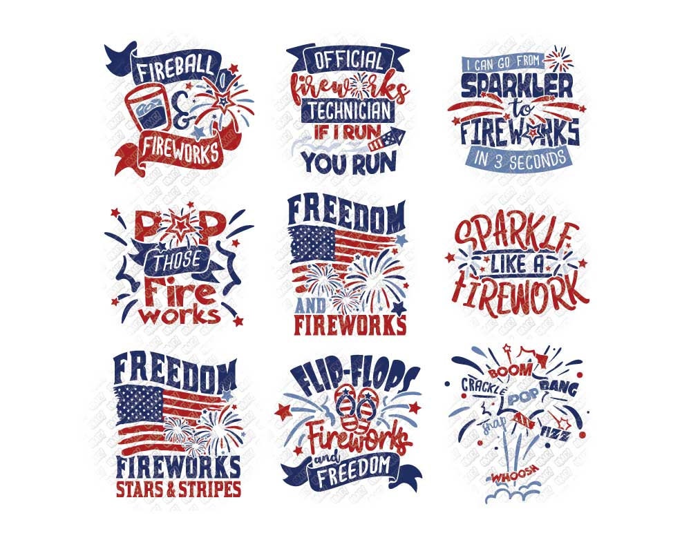 Fireworks SVG Monogram Quotes Bundle 4th of July Svg Dxf Eps - Etsy