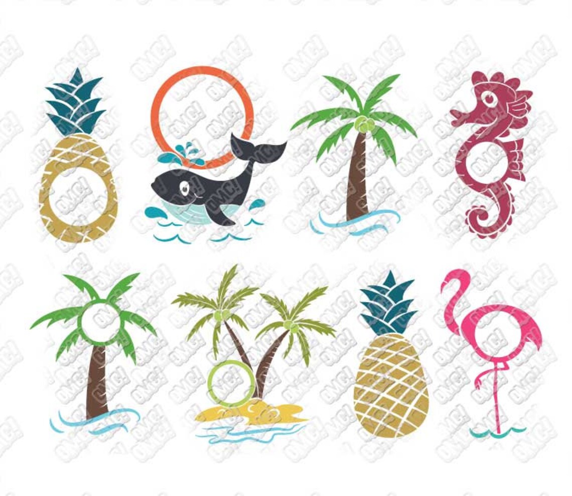 Beach SVG Bundle Summer Monogram Frame Svg Dxf Eps Jpeg Png - Etsy