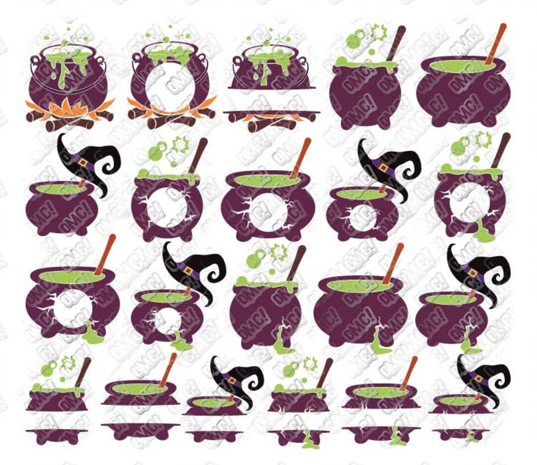 Cauldron SVG Halloween Monogram Bundle Witch Spell Svg Dxf Eps Jpeg Png ...