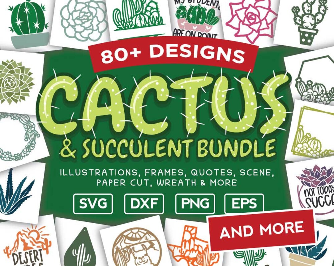 Cactus SVG & Sublimation Designs Succulent Monogram Split Frame Quotes ...