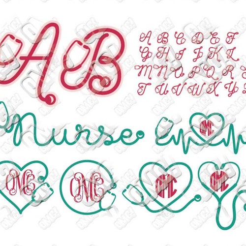 Stethoscope Letters Svg Stethoscope Alphabet Clipart Nurse - Etsy