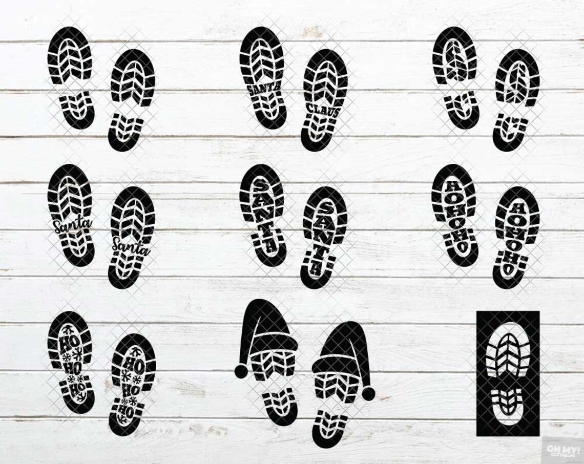 Santa Footprint SVG Boot Prints Template Svg Dxf Eps Png | Etsy